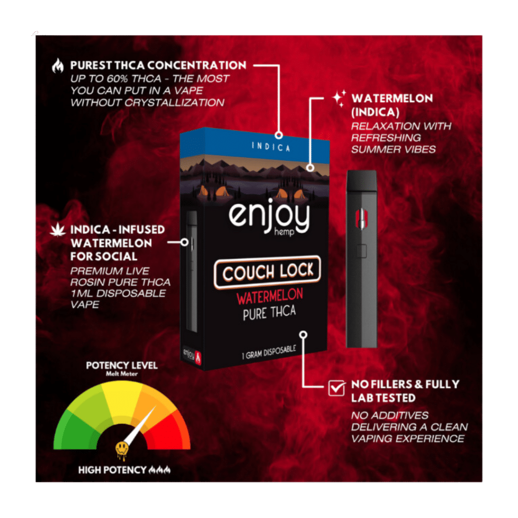 Watermelon (Indica) Pure THCA Live Rosin Disposable Vape for Couch Lock ...